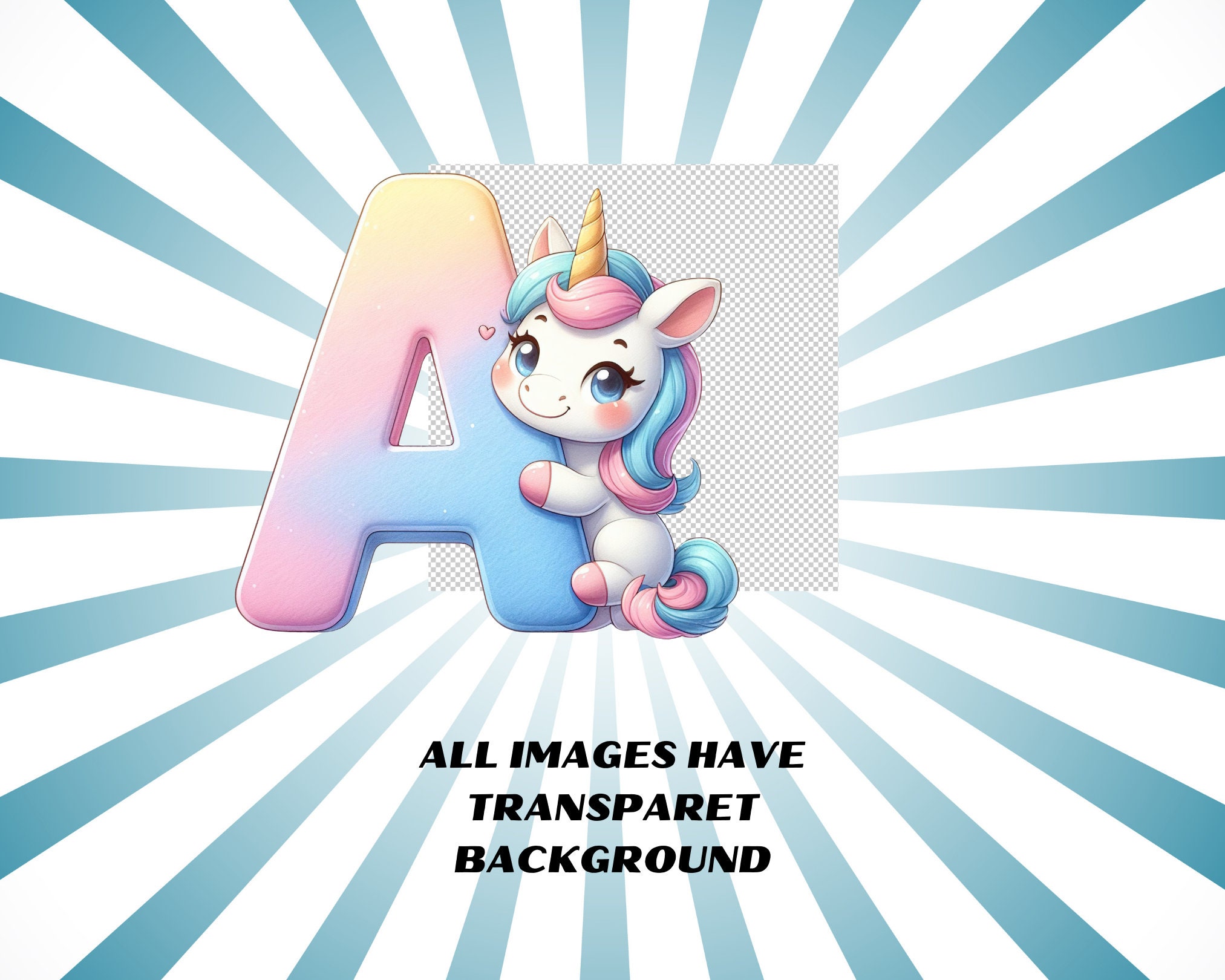 36 Cute Unicorn Alphabet PNG, Unicorn Letter, Unicorn PNG, Watercolor ...