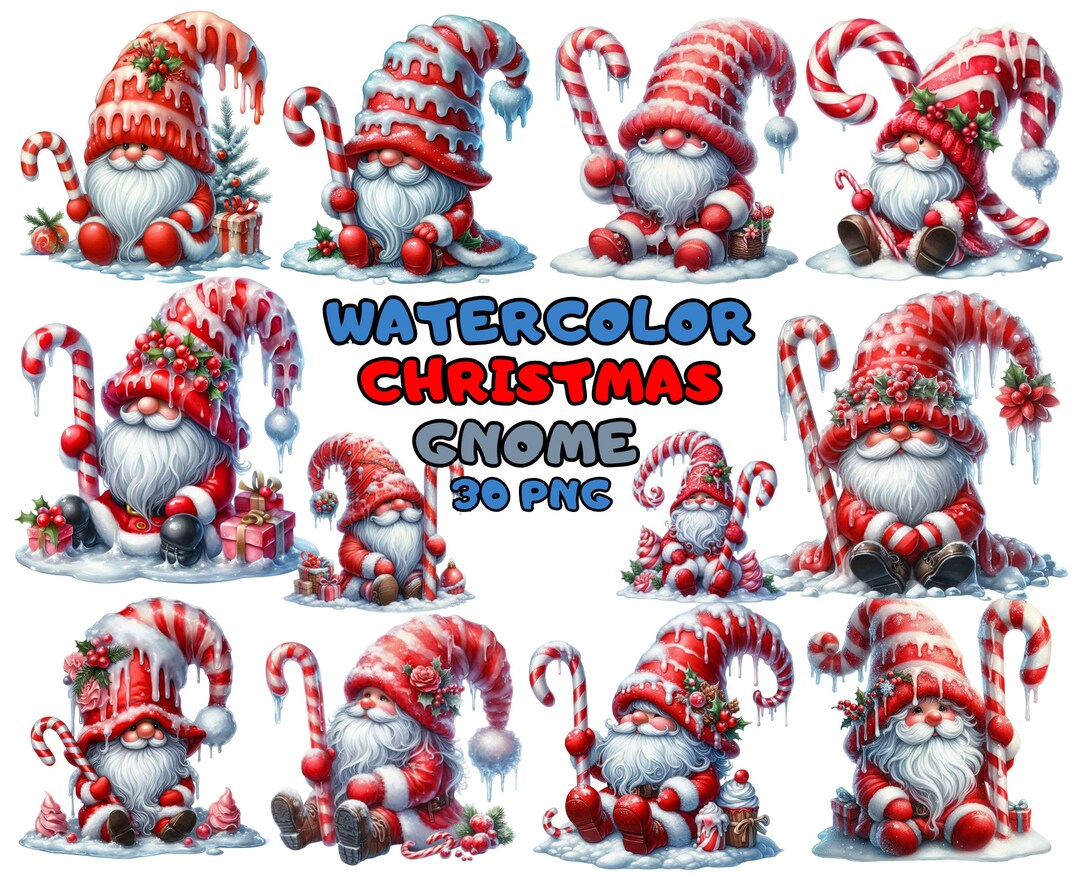 Watercolor Christmas Gnomes Clipart | Xmas Gnome Illustrations, Painted ...
