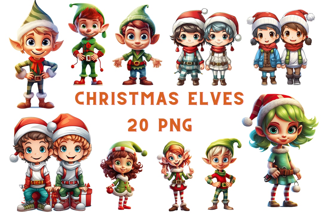 20 Christmas Elves Clipart Gingerbread Elf, Caroling Elf, Winter Elf ...
