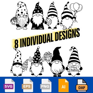 Christmas Gnome Bundle Svg,png,pdf Christmas Doodle, Gnomes Merry ...