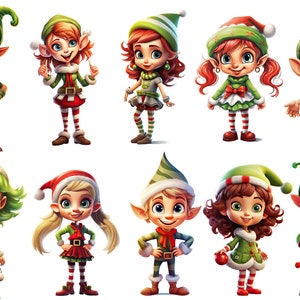 20 Christmas Elves Clipart Gingerbread Elf, Caroling Elf, Winter Elf ...