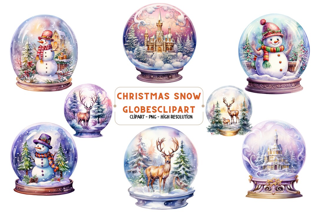 Watercolor Snow Globes Clipart | Christmas Holiday PNG (instant ...
