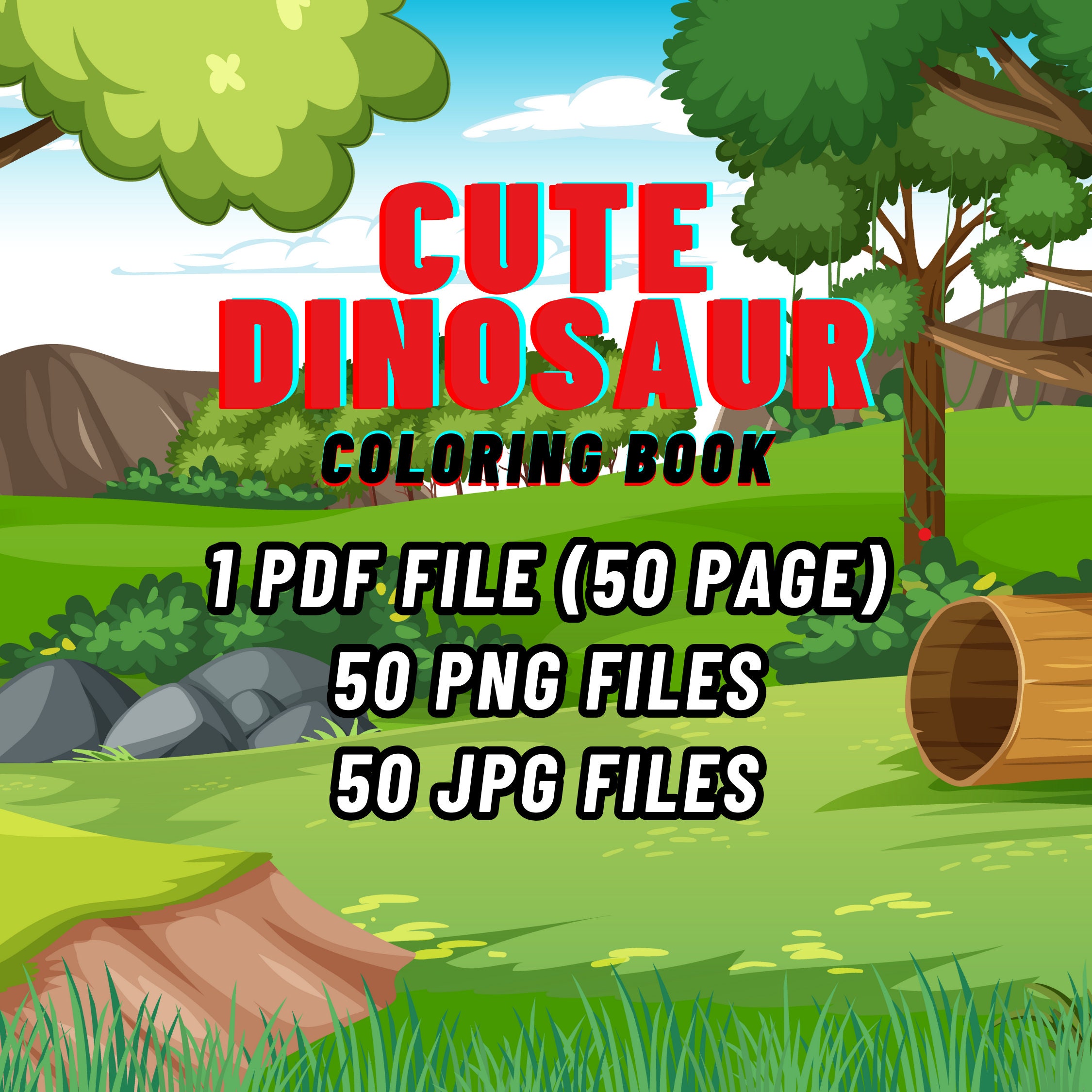 Cute Dinosaur Coloring Pages 50 Pages for Kids Toddlers Preschoolers ...