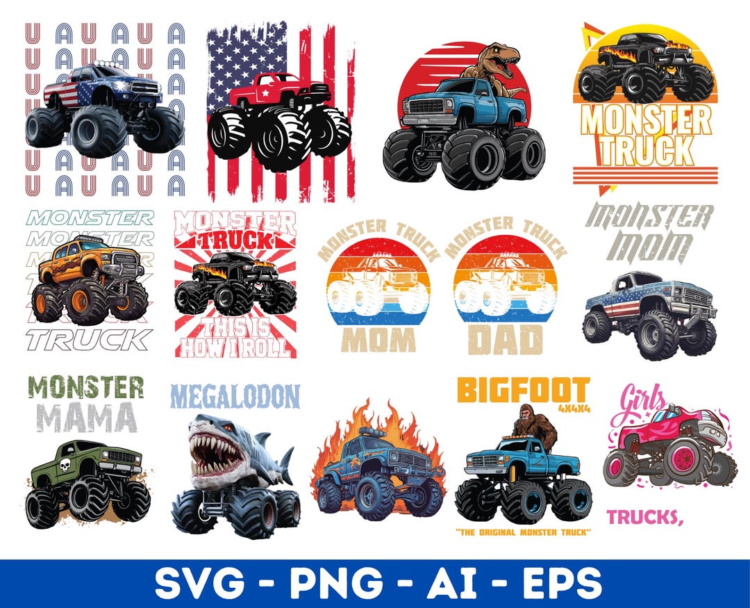 Monster Truck Vector, Truck Clipart, Monster Truck SVG, Truck ...