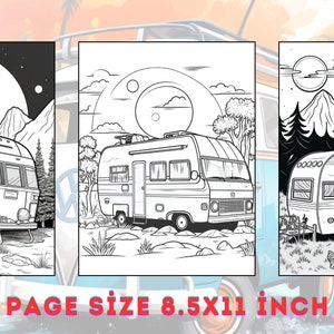 130 Road Trip Caravan Coloring Pages, Adult and Kids Coloring Book ...