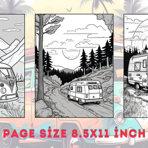 130 Road Trip Caravan Coloring Pages, Adult and Kids Coloring Book ...