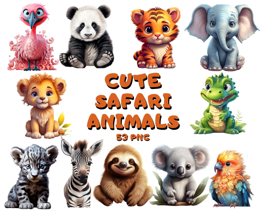 Cute Safari Animals PNG, Safari Animals Clipart Watercolor, Jungle ...