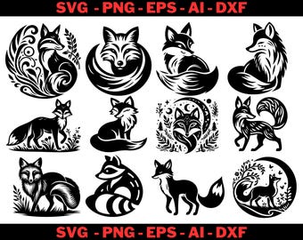 Foxes Svg, Fox Cut Files, Floral Fox Svg, Cute Fox Cut File, Forest ...