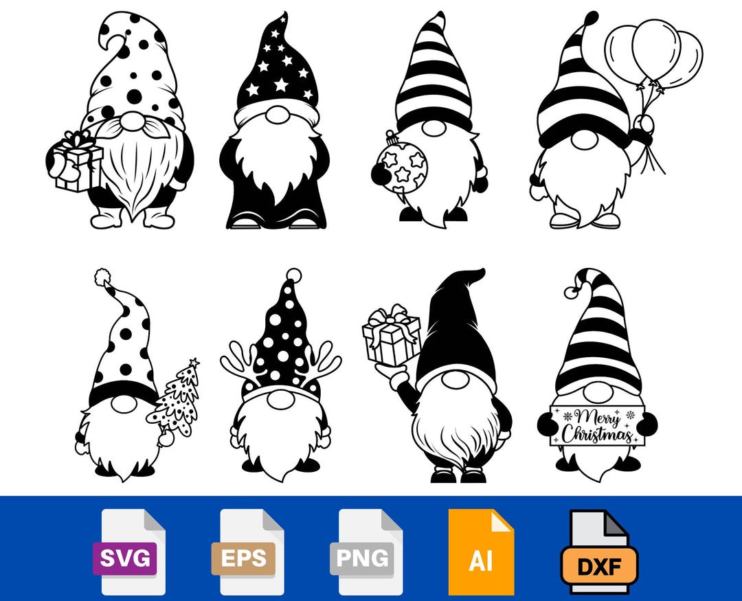 Christmas Gnome Bundle Svg,png,pdf Christmas Doodle, Gnomes Merry ...