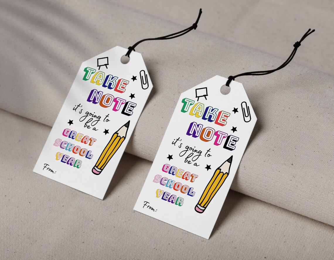 Printable School Gift Tags: Back to School Notepad Pencil Design (PDF ...