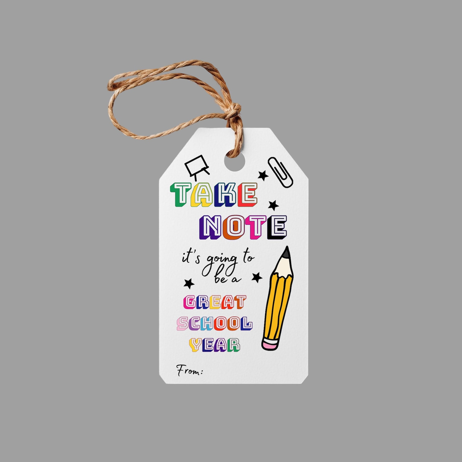 Printable School Gift Tags: Back to School Notepad Pencil Design (PDF ...