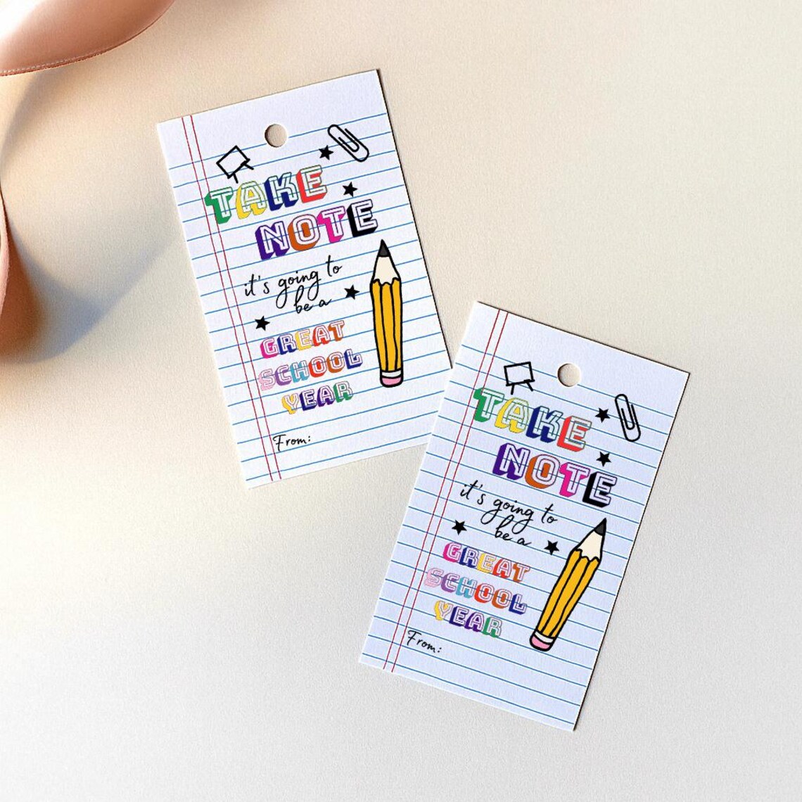 Printable School Gift Tags: Back to School Notepad Pencil Design (PDF ...