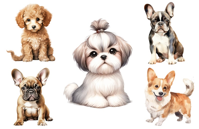 Watercolor Puppies Clipart Painted Puppy Clipart Puppy Illustrations ...