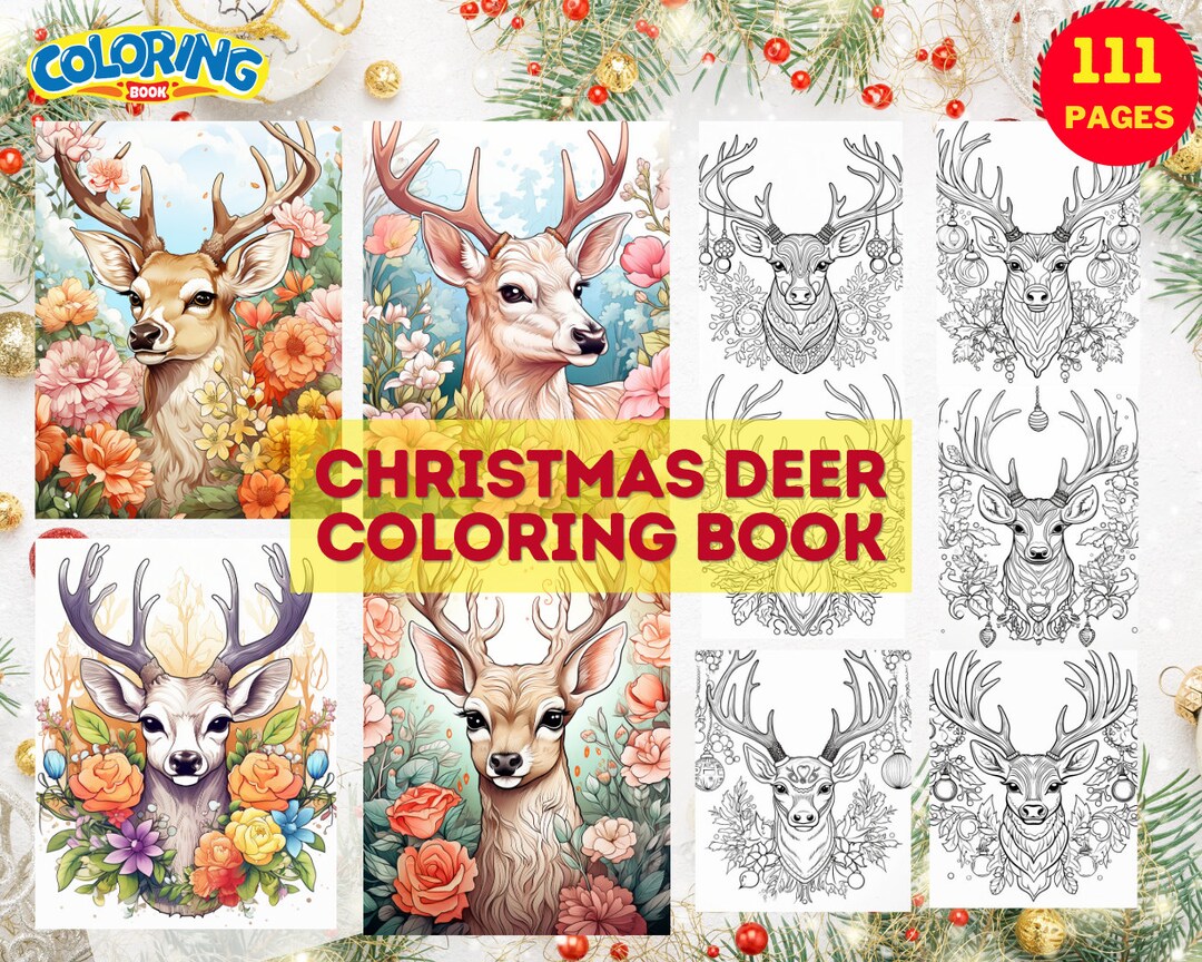 111 Christmas Deer Coloring Pages Grayscale Christmas Coloring Pages ...