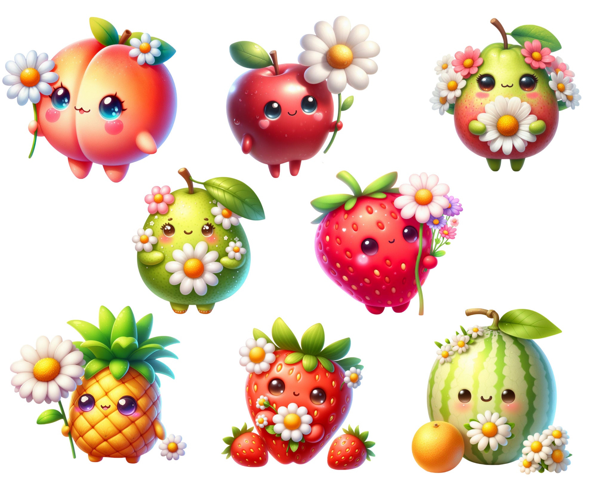 Kawaii Cute Fruit PNG Clipart Kawaii Fruit Fruit Clipart Fruit Decor ...