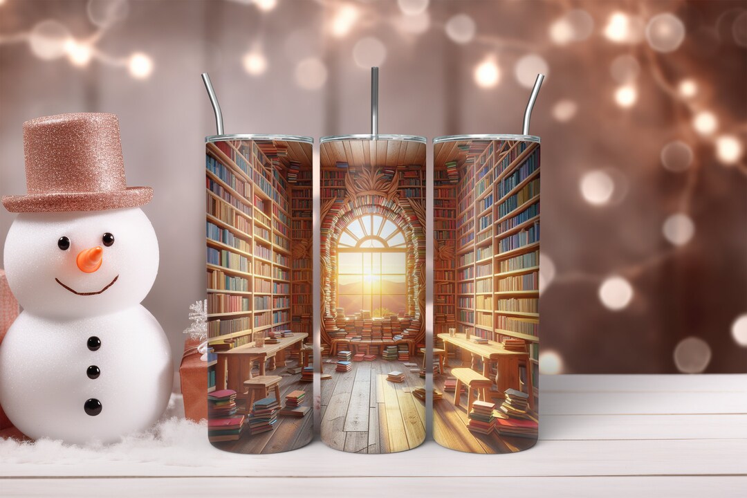 Librarian Tumbler Sublimation Design, Bookshelf PNG (digital Download ...