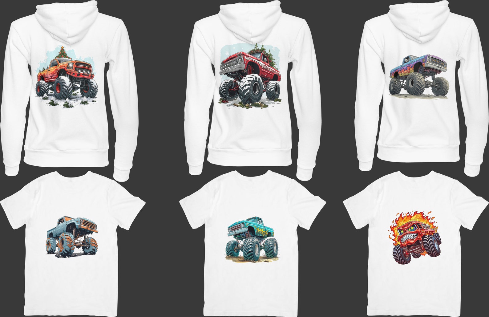 Watercolor Monster Trucks Clipart Bundle, Truck Clipart, Truck ...