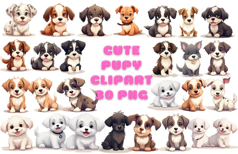 Watercolor Cute Pupy Clipart, Puppies Clipart, Painted Puppy Clipart ...