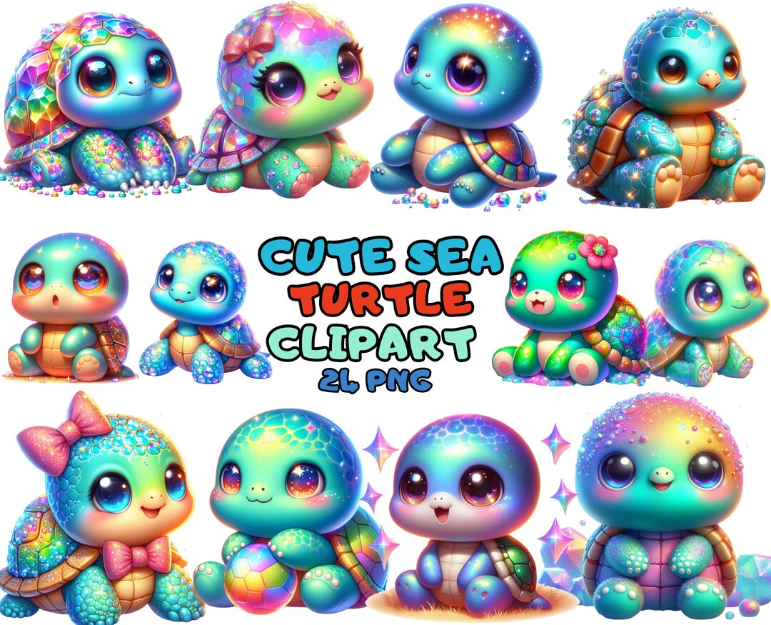 Cute Sea Turtle Sublimation Clipart - Adorable Ocean Animal Graphics ...