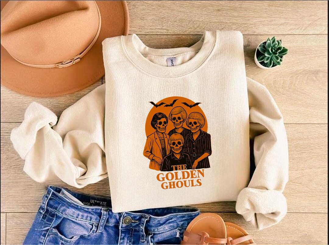 Golden Ghouls Retro Skeleton PNG, Halloween Nostalgia (digital Download ...