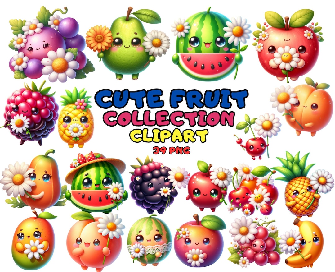 Kawaii Cute Fruit PNG Clipart | Kawaii Fruit | Fruit Clipart | Fruit ...