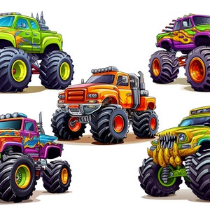 Watercolor Monster Trucks Clipart Bundle, Truck Clipart, Truck ...