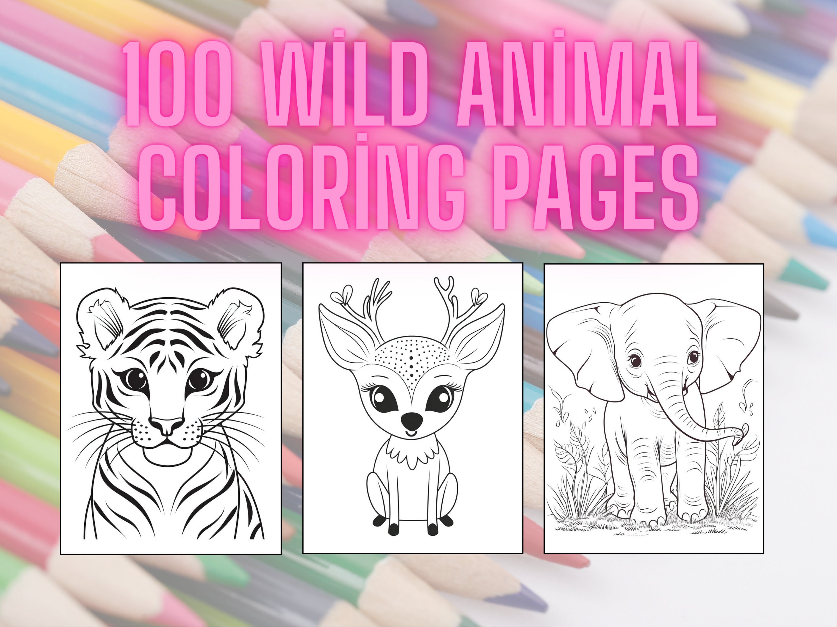 100 Wild Animal Coloring Pages , Christmas Activity Bundle, Kid's ...