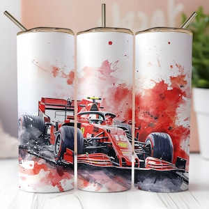 Formula 1 Racing Tumbler Wrap: Red Car Sublimation Design (PNG Digital ...
