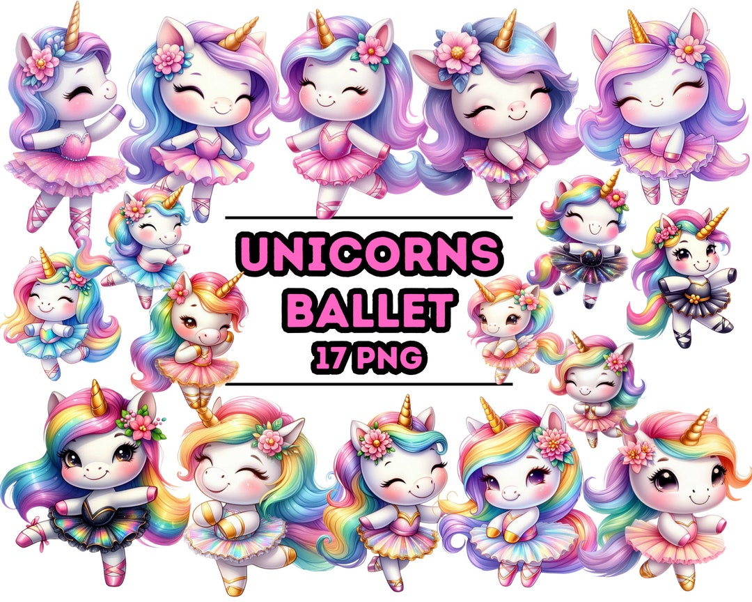 17 Cute Unicorn Ballet Clipart, Unicorn Ballet, Unicorn PNG, Watercolor ...