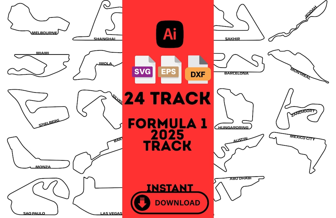 Formula 1 2025 Truck SVG Files, 24 Tracks of the Year 2025, EPS Files ...