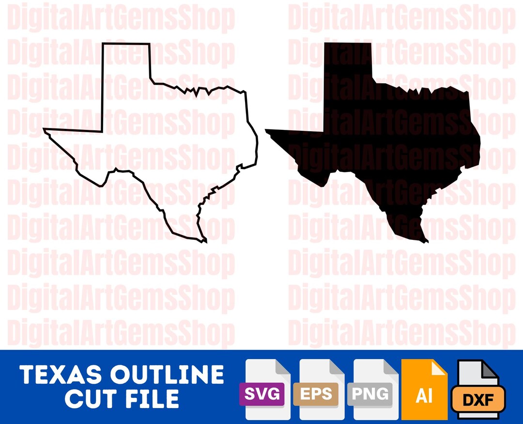 Texas State Outline Cut File Bundle, Texas Silhouette Svg Set, Digital ...
