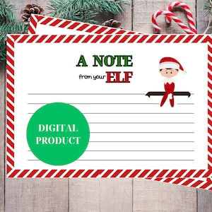 Elf Note Card Printable, Elf Note, Elf Blank Note Card, Printable Elf ...