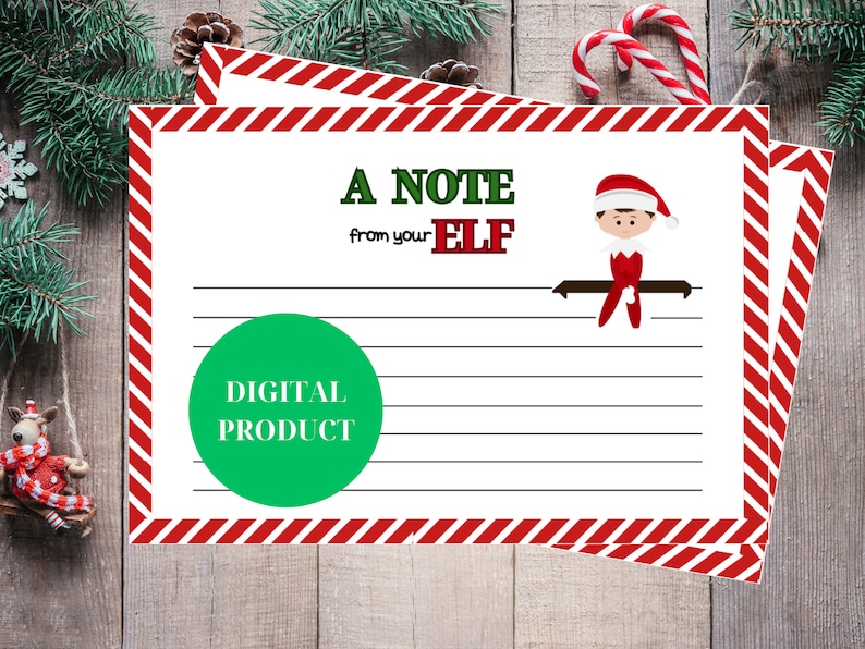 Elf Note Card Printable, Elf Note, Elf Blank Note Card, Printable Elf ...
