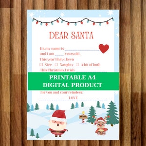 Printable Letter to Santa Claus, Digital Product, A4 Size, Pdf - Etsy