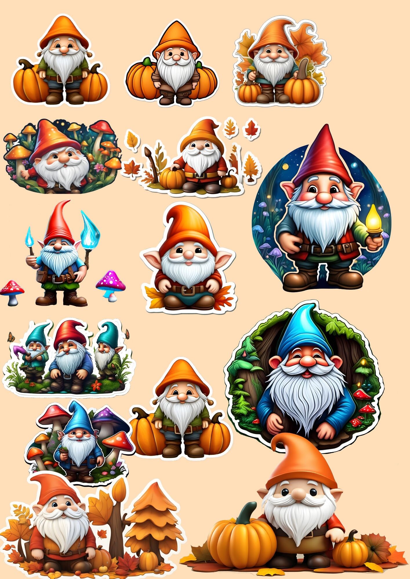 16 Cute Gnomes Clipart Bundle 3d Gnomes Png Thanksgiving - Etsy