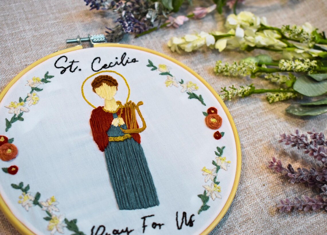 Saint Cecilia Embroidery Design, Catholic Needlework (PDF Pattern) - Etsy