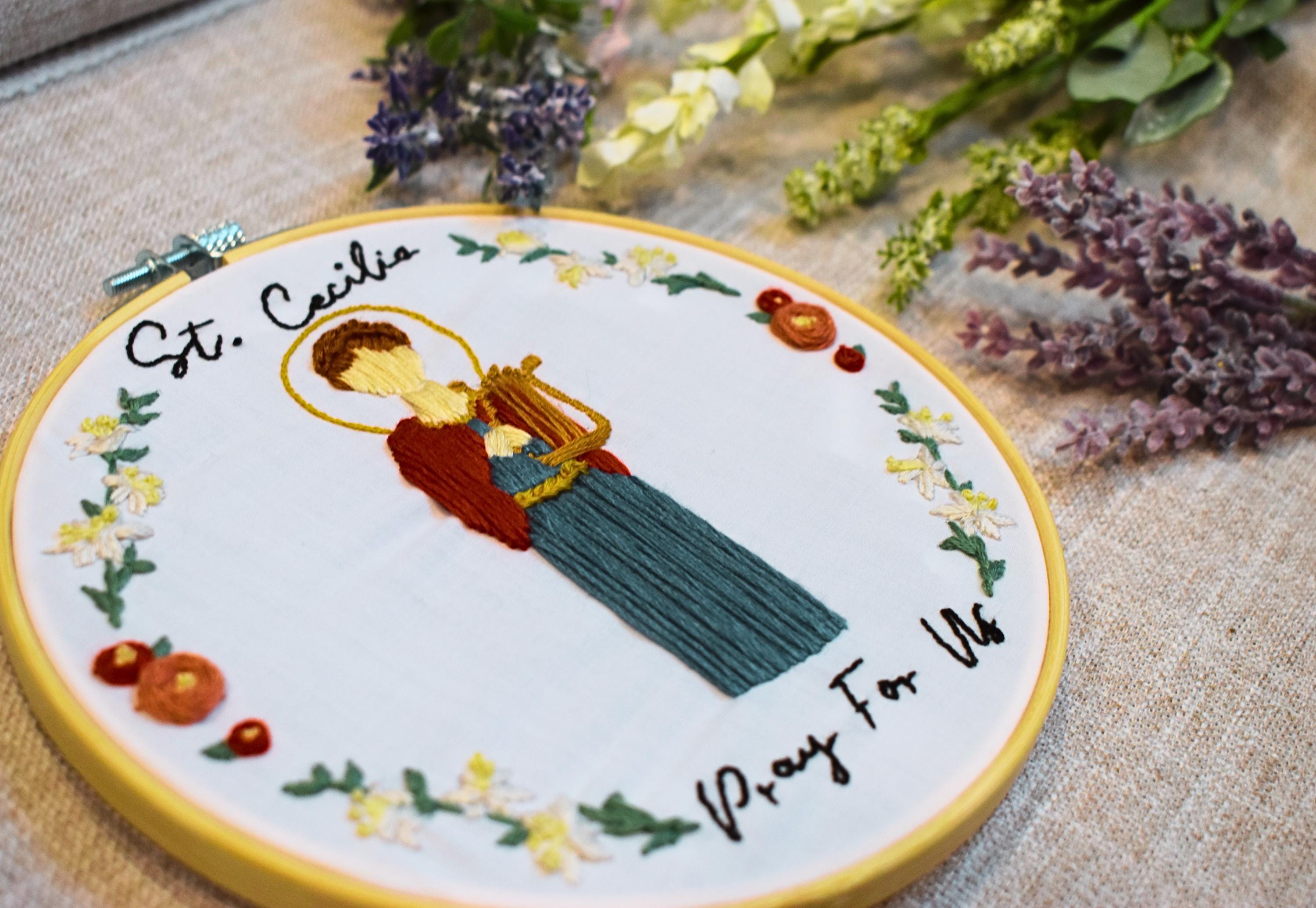 Saint Cecilia, Digital Hand Embroidery Design, Pdf Pattern, Catholic ...