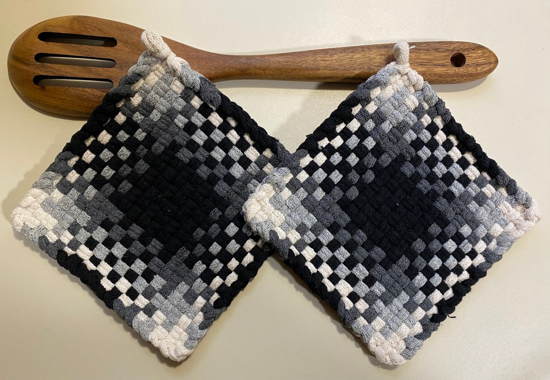 Handmade Loomed Potholder, Thick Cotton Oven Mitts, Trivets, Pads ...