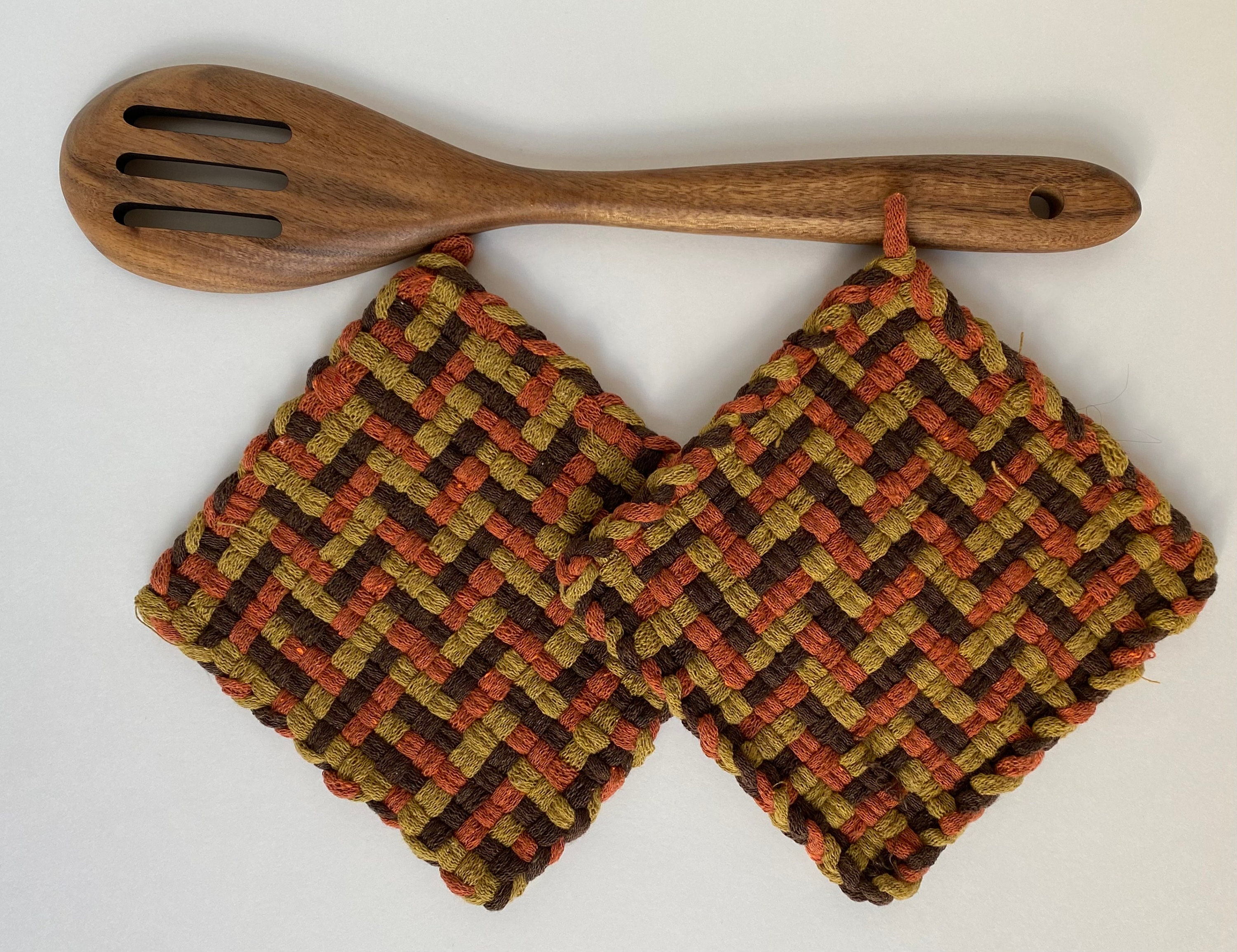 Handmade Loomed Potholder, Thick Cotton Oven Mitts, Trivets, Pads Step ...