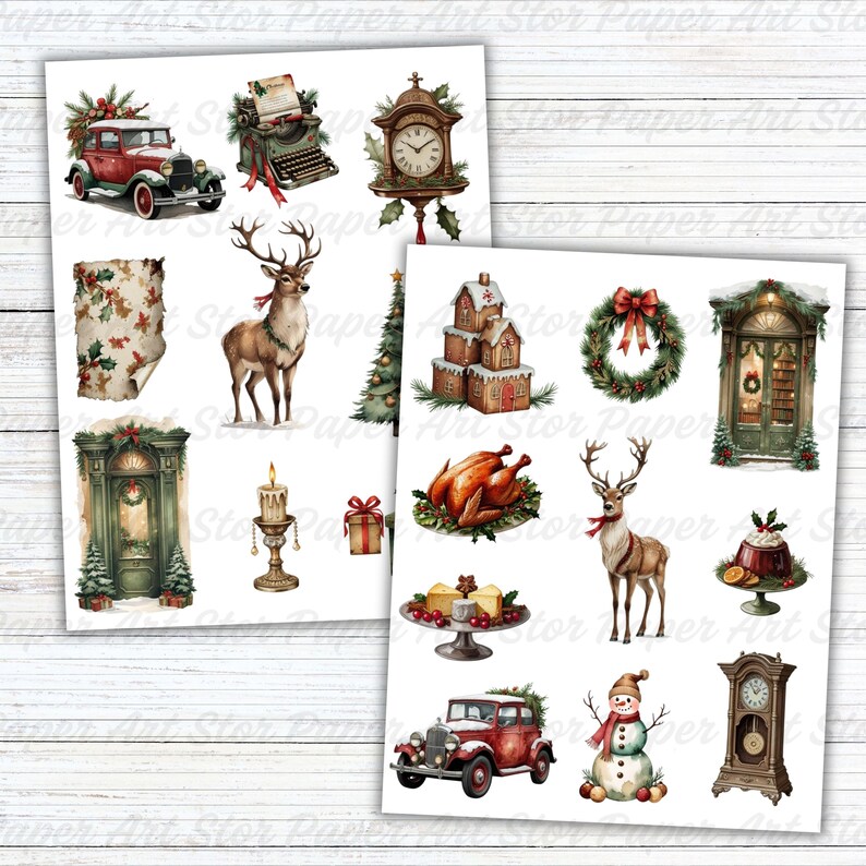 Christmas Fussy Cuts-digital Paper, Printable Paper, Digital Junk ...