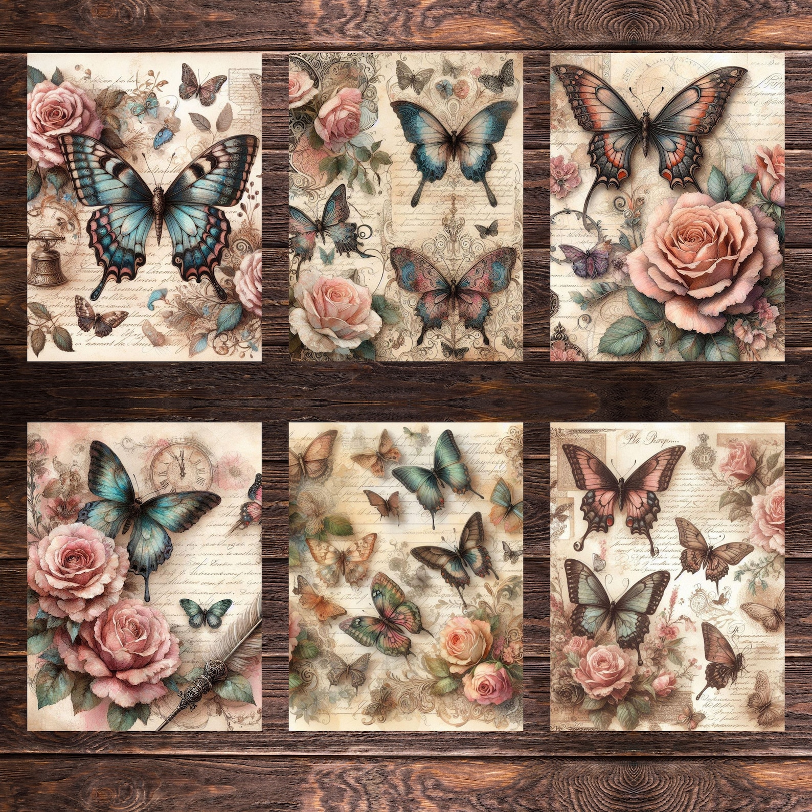 Vintage Butterfly Junk Journal Pages, Flower Ephemera Journal Kit ...