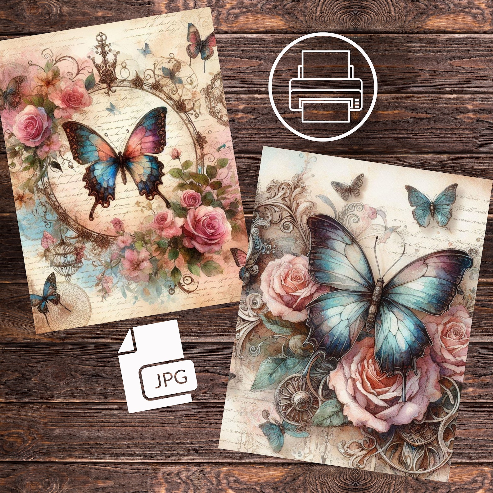 Vintage Butterfly Junk Journal Pages, Flower Ephemera Journal Kit ...