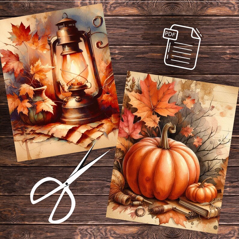 Autumn Junk Journal Kit, Vintage Fall Ephemera, Pumpkins Paper, Vintage ...