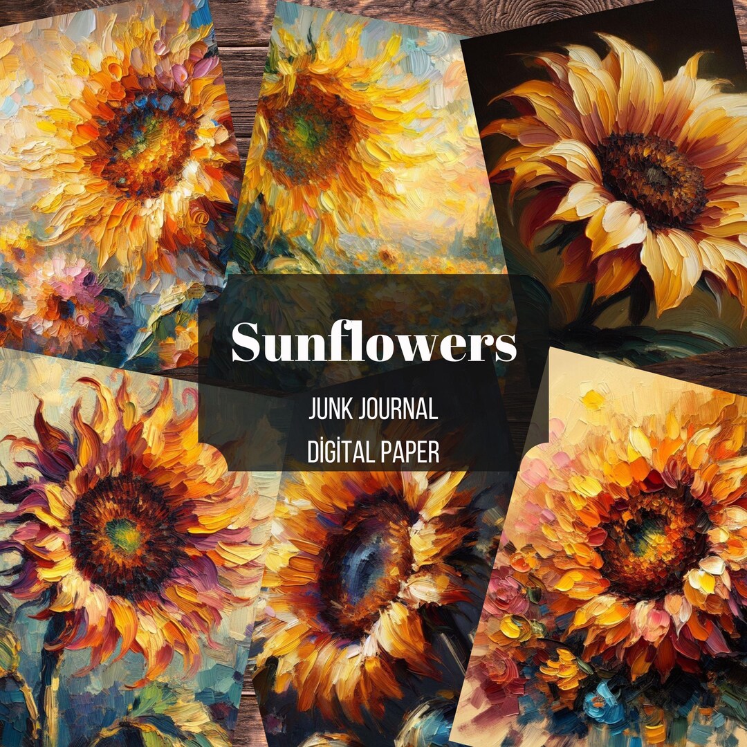 Vintage Sunflowers Journal Pages, Spring Ephemera, Scrapbook Printables ...