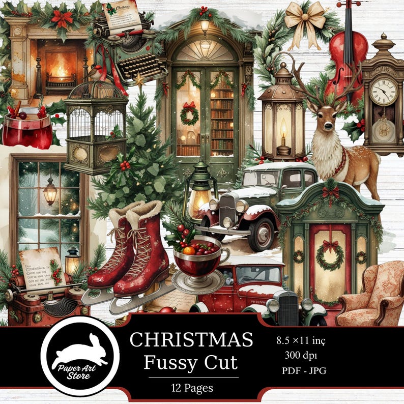 Christmas Fussy Cuts-digital Paper, Printable Paper, Digital Junk ...