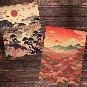 Classic Japanese Figures Pattern Junk Journal Pages, Printable Paper ...