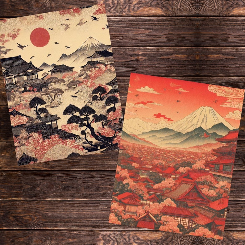 Classic Japanese Figures Pattern Junk Journal Pages, Printable Paper ...