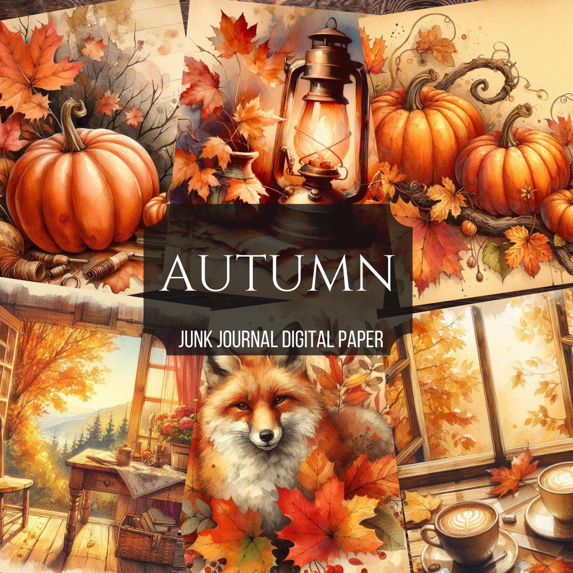 Autumn Junk Journal Kit, Vintage Fall Ephemera, Pumpkins Paper, Vintage ...