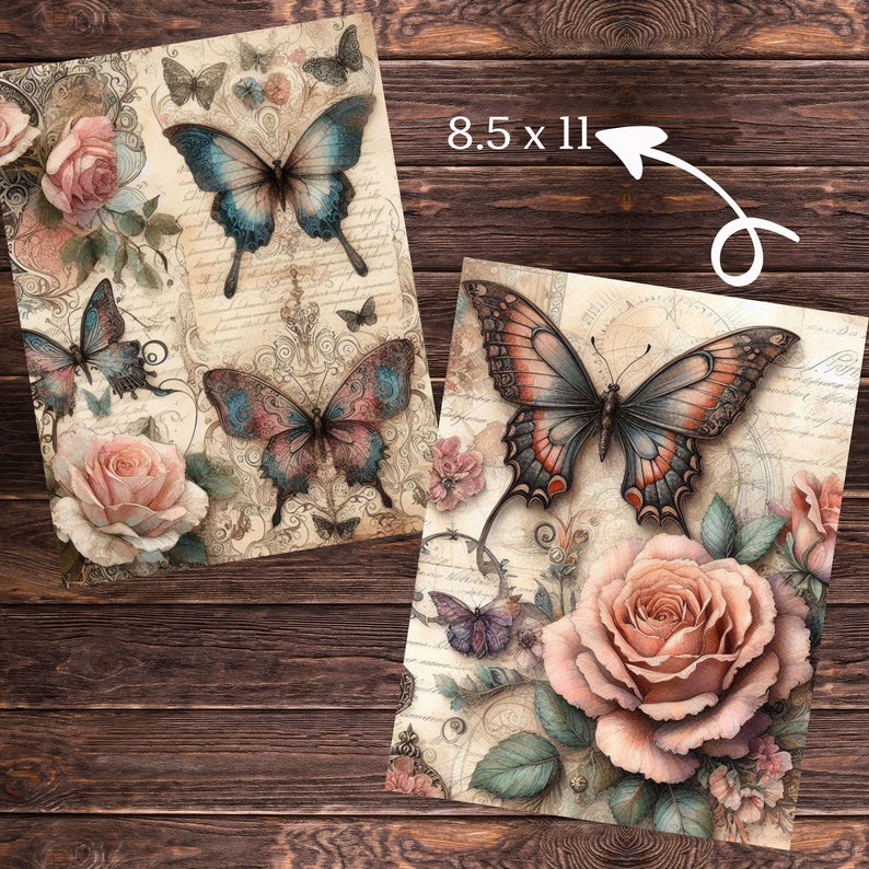 Vintage Butterfly Junk Journal Pages, Flower Ephemera Journal Kit ...