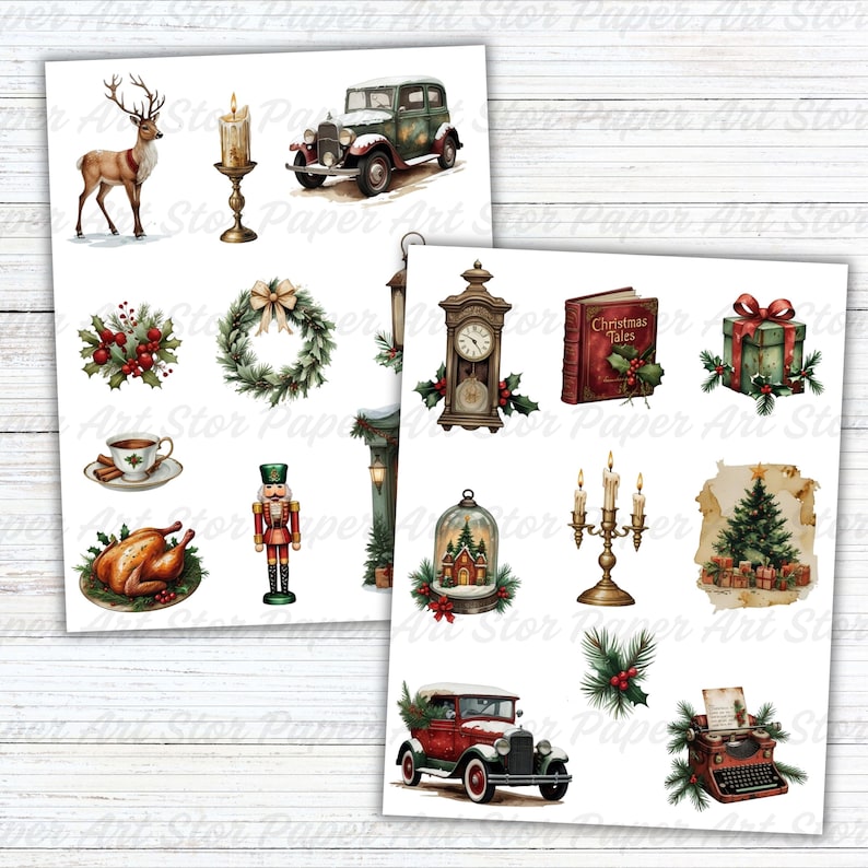 Christmas Fussy Cuts-digital Paper, Printable Paper, Digital Junk ...